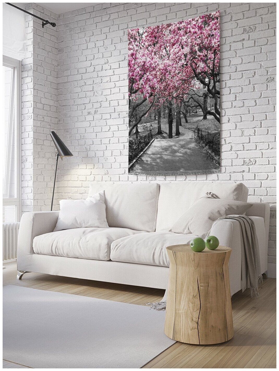 Фотопанно на стену тканевый вертикальный постер "Черно-белые деревья", 100х150 см, JoyArty