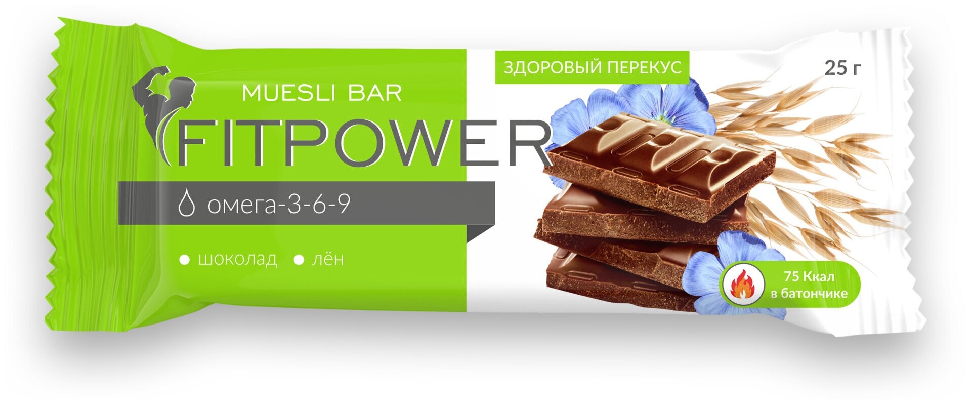 Батончик мюсли Фит Пауэр Шоколад-лен 25 г, 20 шт