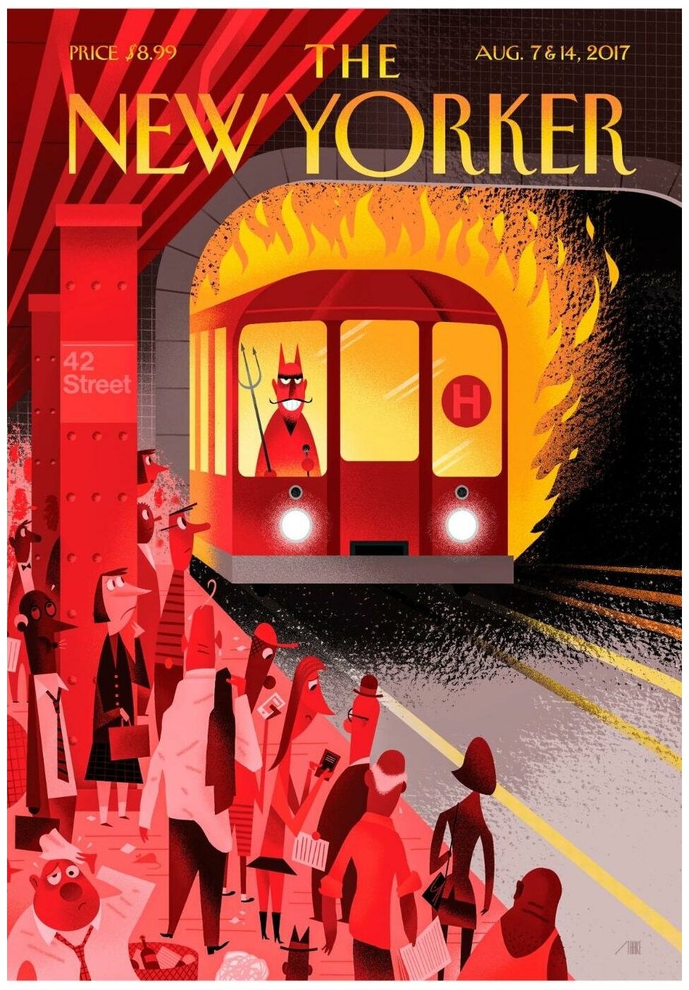 Постер / Плакат / Картина Обложки New Yorker - Адский поезд 40х50 см в раме