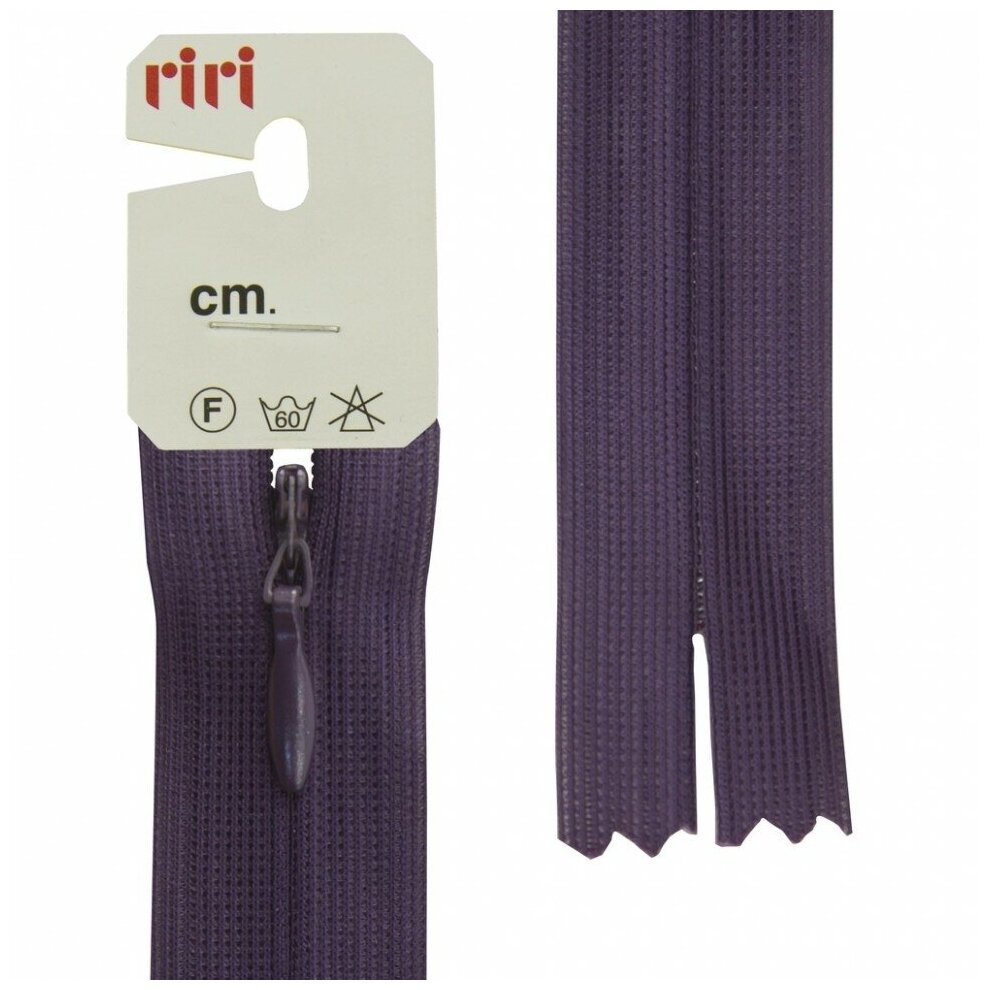 Riri #6010917/22/2510 Молния потайная, неразъемная, 4 мм, 22 см, баклажановый темный