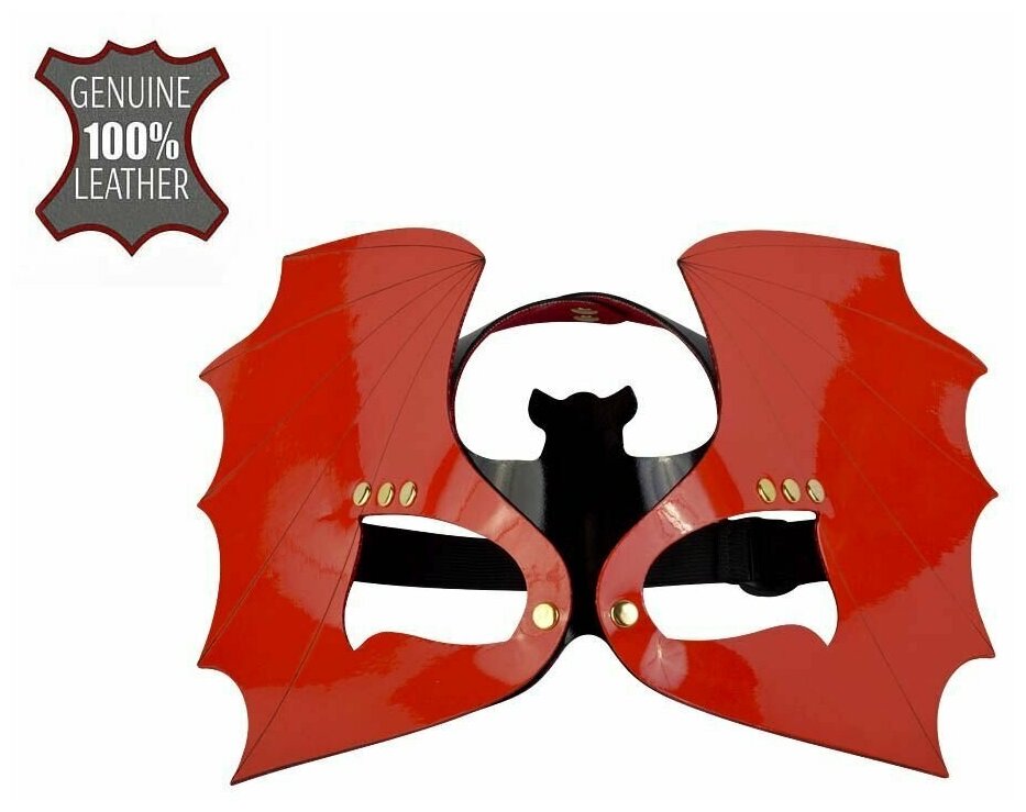 Маска Sitabella "Летучая мышь", лаковая, натуральная кожа, красно-черная