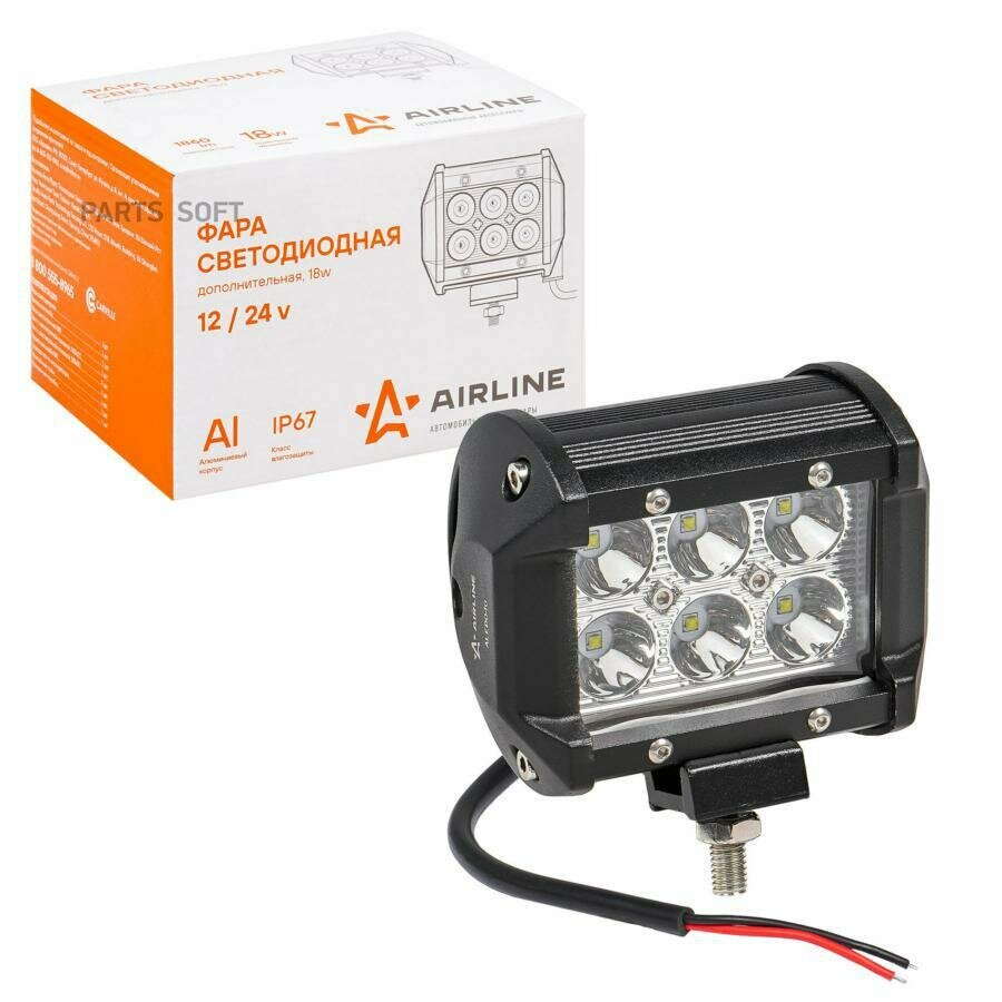 AIRLINE ALED040 Фара светодиод.(балка)двухрядная 6 LED направленный свет, 18W, (98х78х65) 12/24V