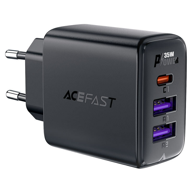 Сетевое зарядное устройство Acefast A57 PD35W GaN 2 x USB + USB-C Charger чёрное (AF-A57-BK)