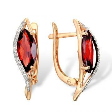 Серьги, золото, 585 проба, фианит