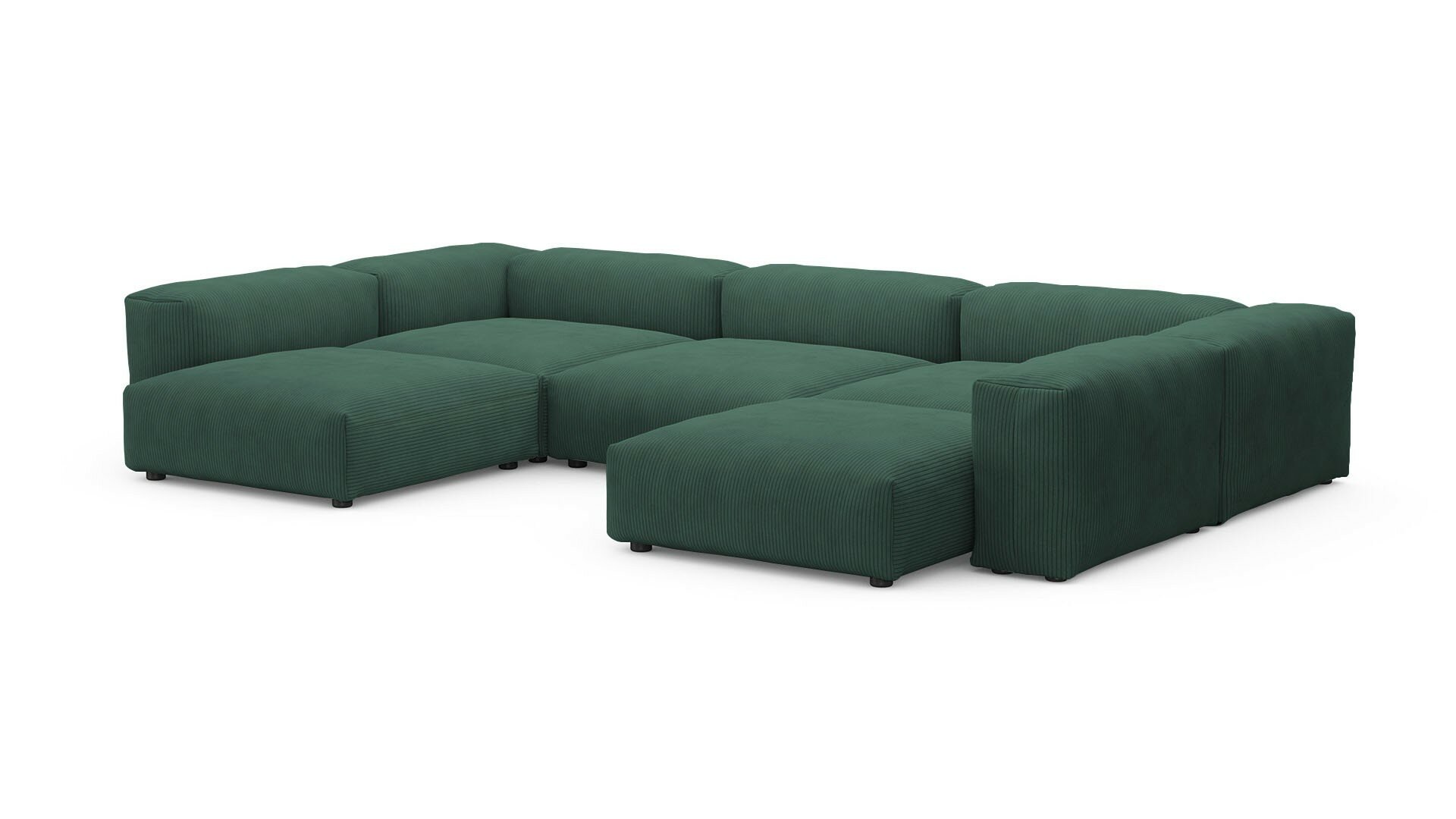 Диван Фиджи (П-образный) Cilium Forest NOW 378x242x62 см, зеленый Вельвет, нераскладной Фиеста