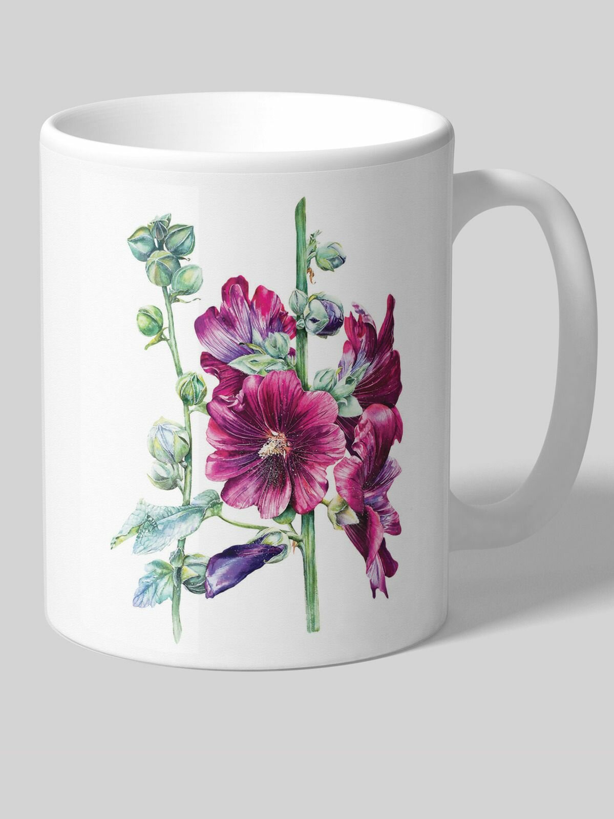 Кружка cooperative.moscow " Мальва цветок " (кружка с Мальвой , Мальва , кружка с цветком, кружка Мальва , подарок с любовью, кружка с цветами, цветы, цветок) , 330 мл, 1 шт