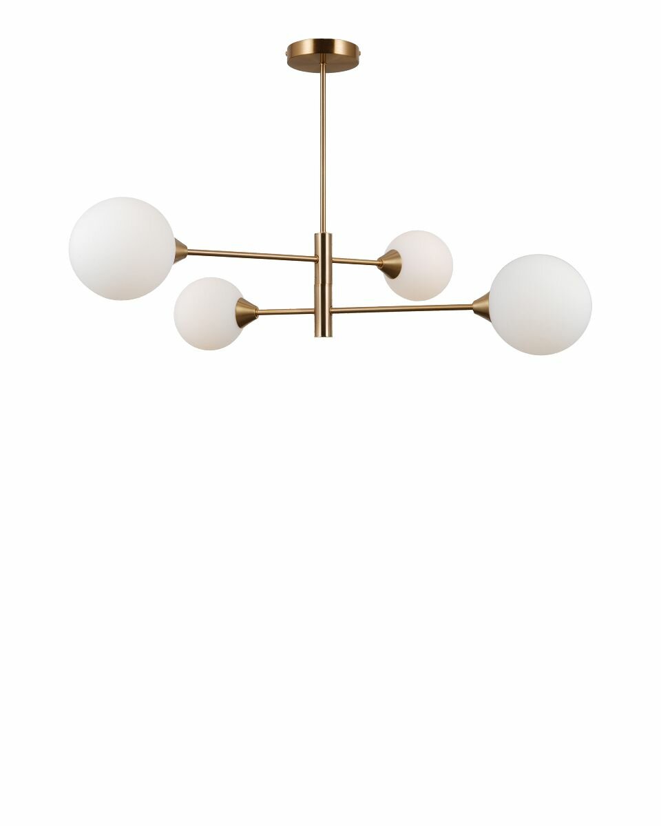 Люстра на штанге Moderli Molecule V10837-4P, в стиле модерн, плафон черный, золотая арматура