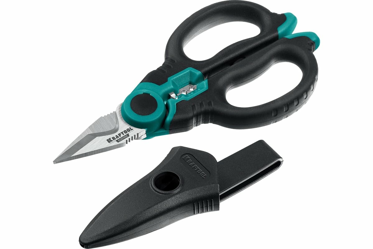 Electric KRAFTOOL 4-в-1 ножницы электрика 160 мм с чехлом многофункциональный инструмент