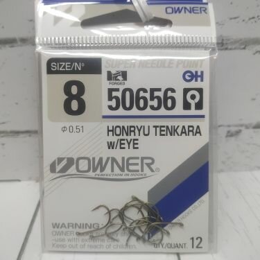 OWNER Крючок рыболовный HONRYU TENKАRА w/EYE 50656-BR "ORIGINАL" №8-5уп (60шт)