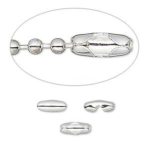 Застежка, 9х4мм, для цепочки с шариками 2.4мм, базовый материал - латунь, посеребренная, 10 шт.