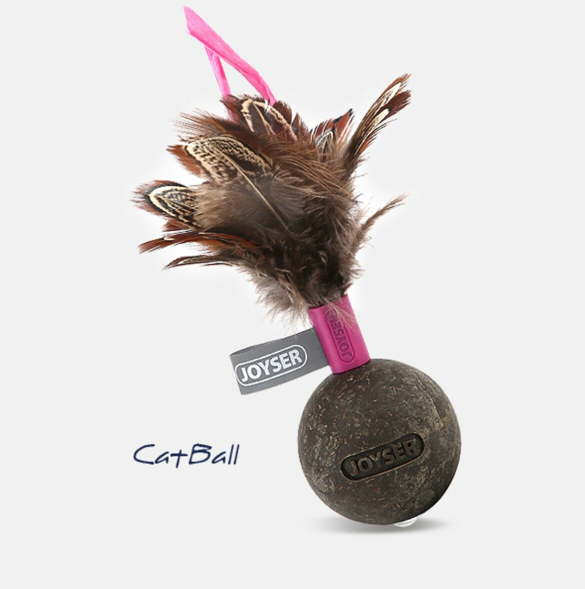 Игрушка для кошек JOYSER Catnip Ball мячик из спрессованной кошачьей мяты с перьями розовая, 13 см