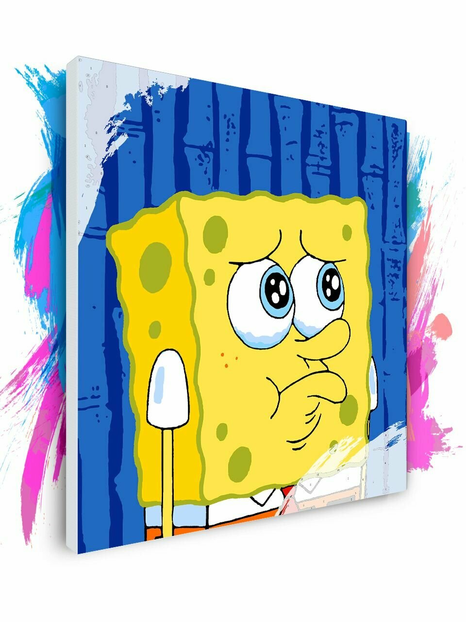 Картина по номерам на холсте Грустный Губка Боб, 40 х 40 см