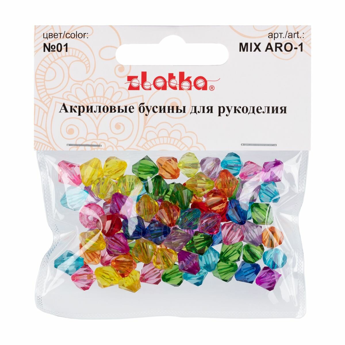Бусины "Zlatka" MIX акрил ARO-1 9 х 10 мм 25 г №01 ассорти