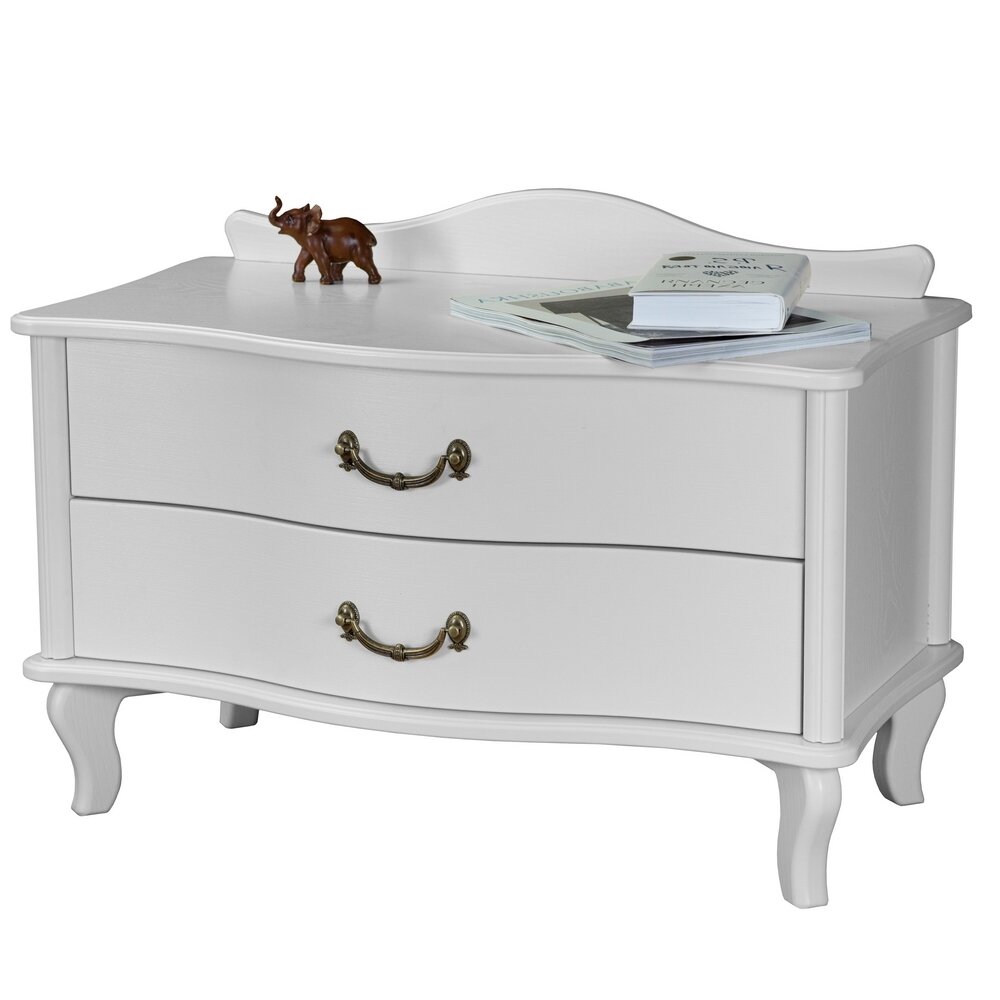 Тумбочка Мебелик Джульетта широкая 2 ящика молочный дуб Размеры: Высота 530мм Глубина 420мм Ширина 750мм