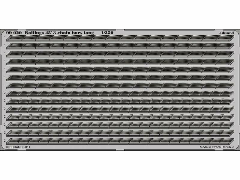 Фототравление 3-х леерное цепное ограждение под углом 45´ длинное. Масштаб 1:700