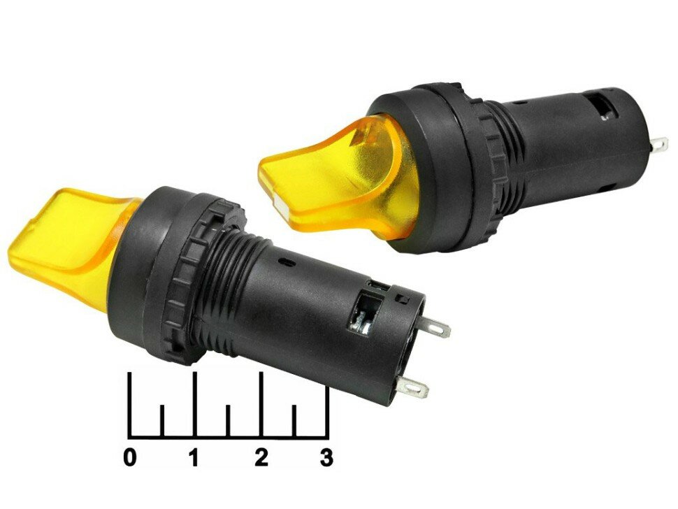 Выключатель 220/5 220V 5A желтый SB7-CK2565 2-х позиционный с фиксацией (подсветка 220V)