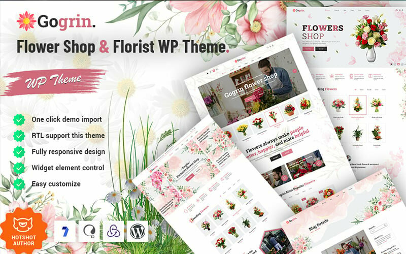 Подарочный сертификат на Шаблон для сайта Вордпресс с демоконтентом Gogrin - Flower Shop and Florist WordPress Theme
