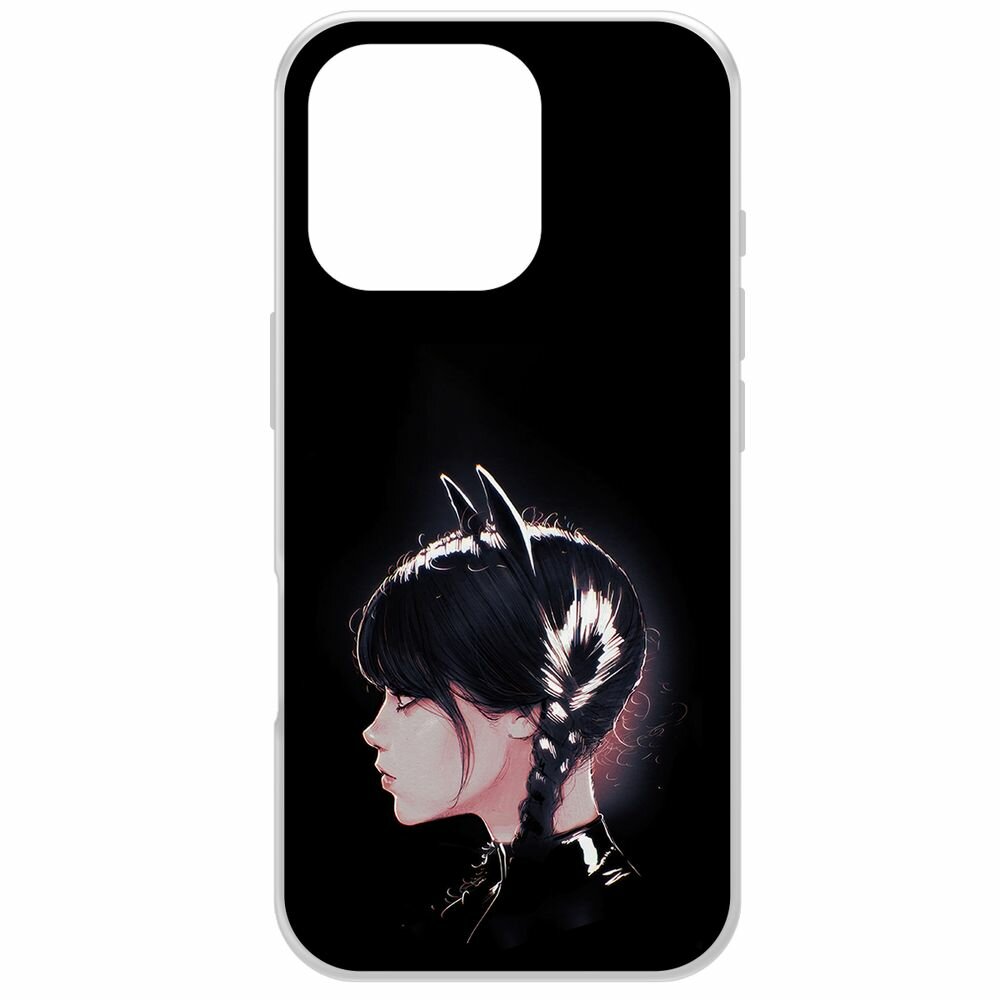 Чехол-накладка Krutoff Clear Case Уэнсдей Аддамс - Кошка Уэнсдей для iPhone 16 Pro