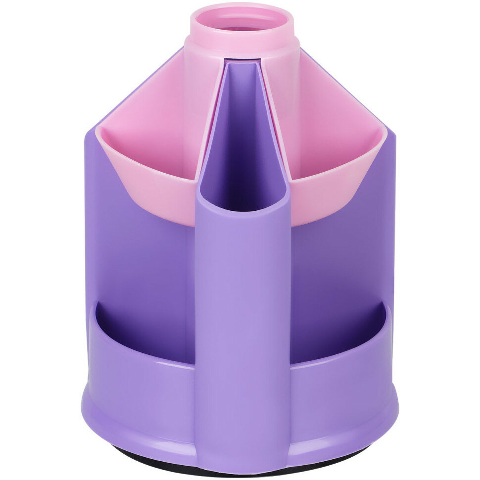 Настольная подставка СТАММ "Mini Desk", пластиковая, вращающаяся, фиолетовый/розовый, 372495