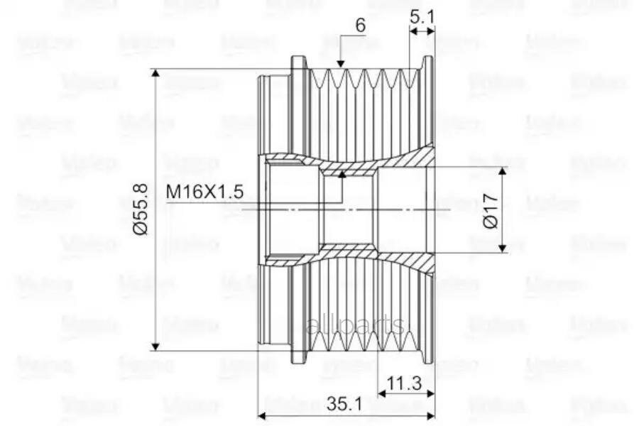 VALEO 588128 Шкив генератора (с крышкой)