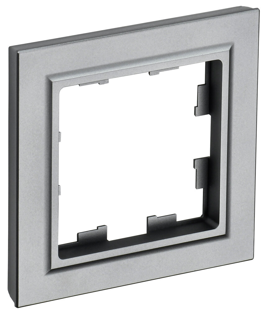Рамка электроустановочная IEK / ИЭК Brite РУ-1-БрС сталь BR-M12-K46, 1 пост / для розеток и выключателей