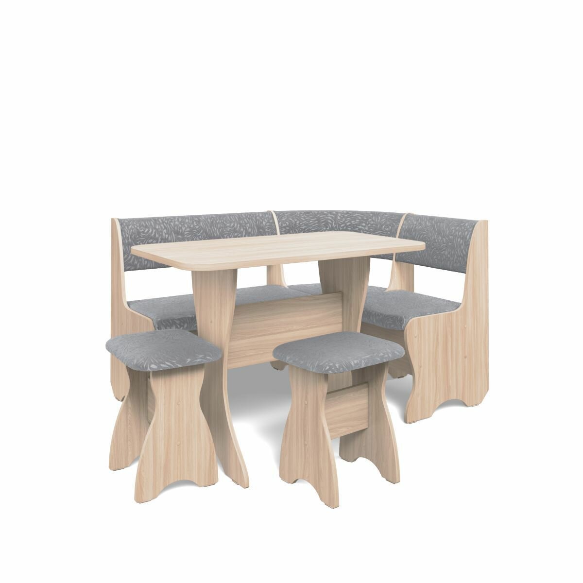 Кухонный уголок "тюльпан" столешница "Термопластик" Ясень/Велюр Графит (Бител)