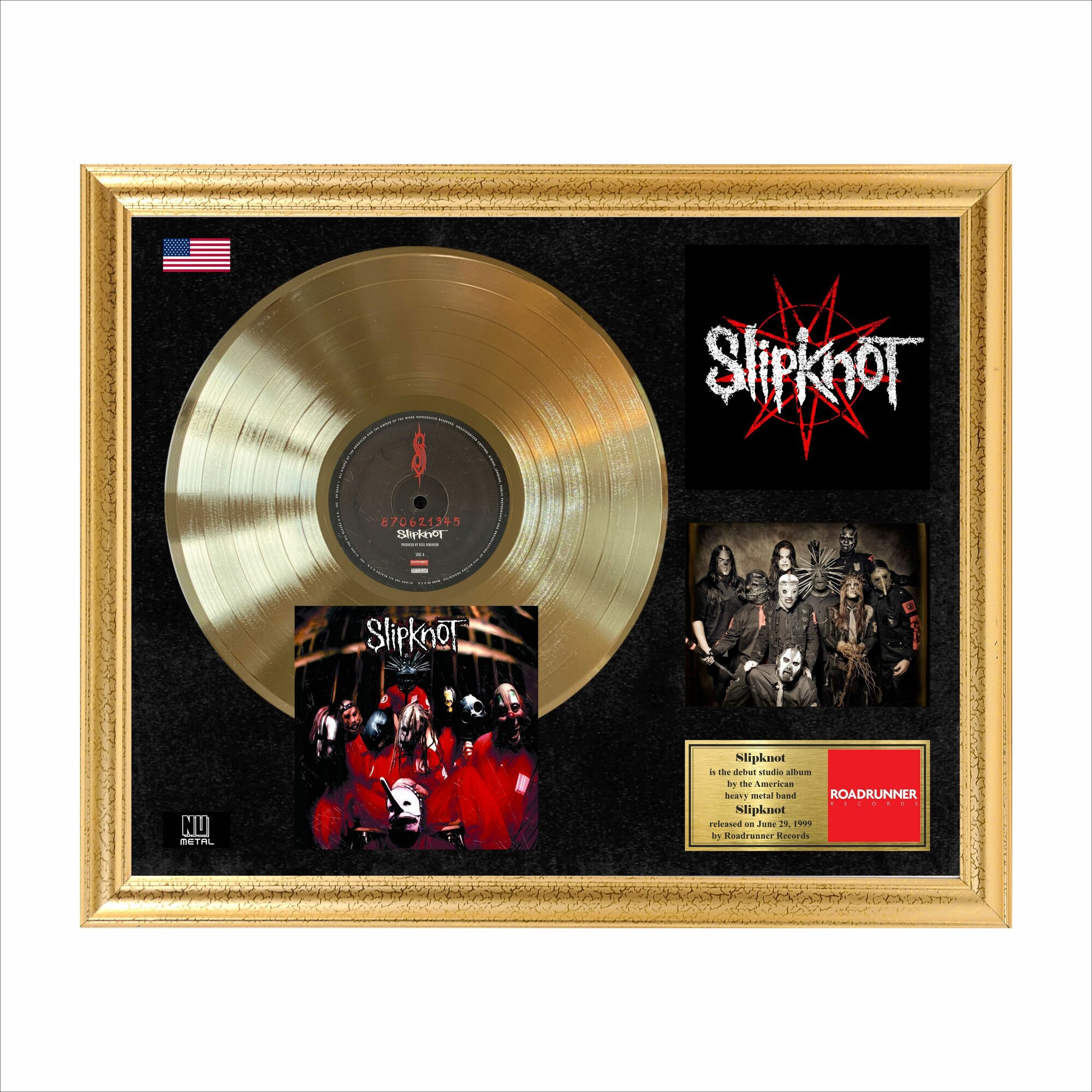 Золотой диск Slipknot в рамке 45х55см