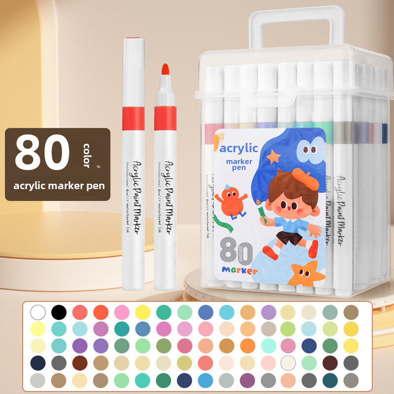 Акриловая маркерная ручка, для начальной школы, 80 цветов