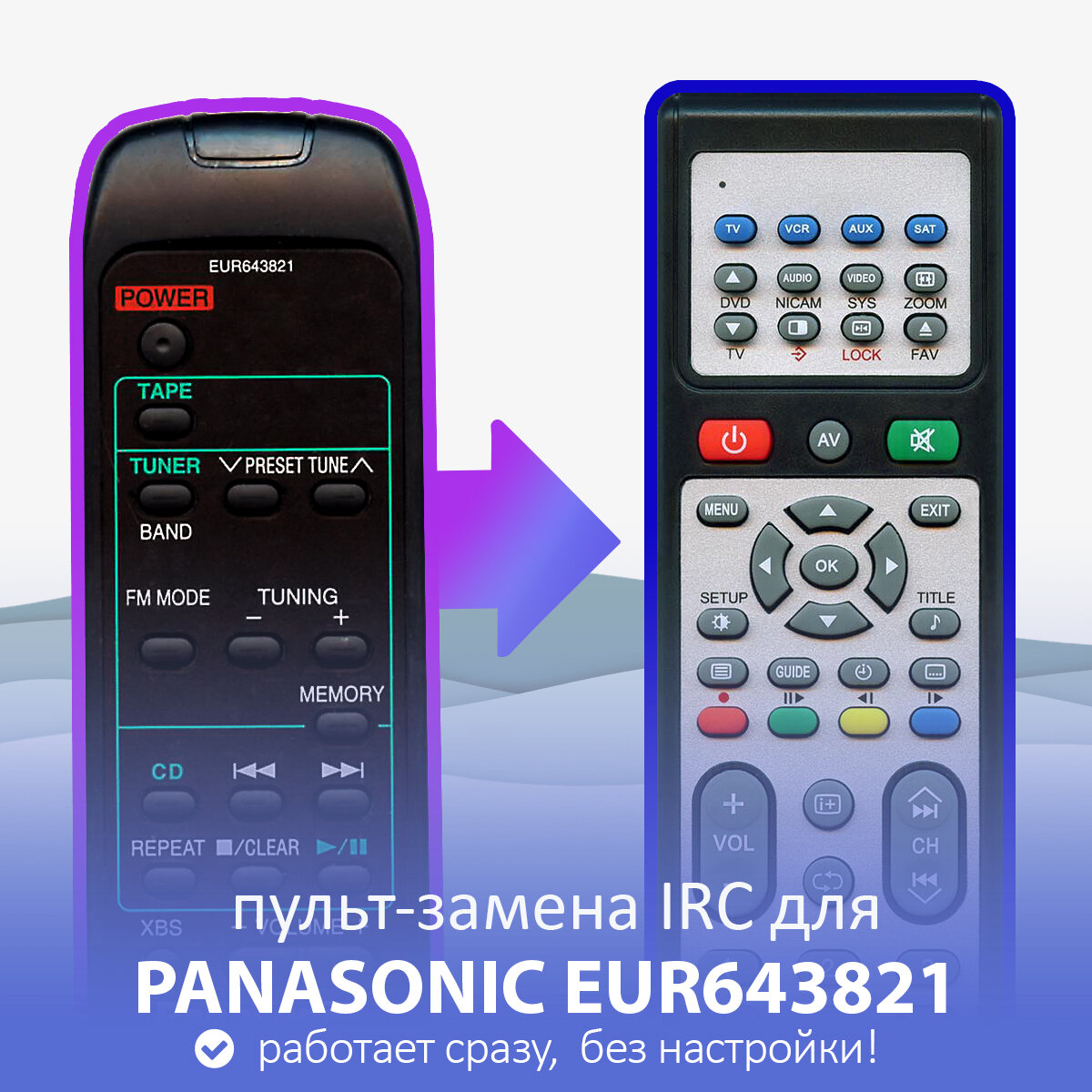 Пульт-замена для PANASONIC EUR643821
