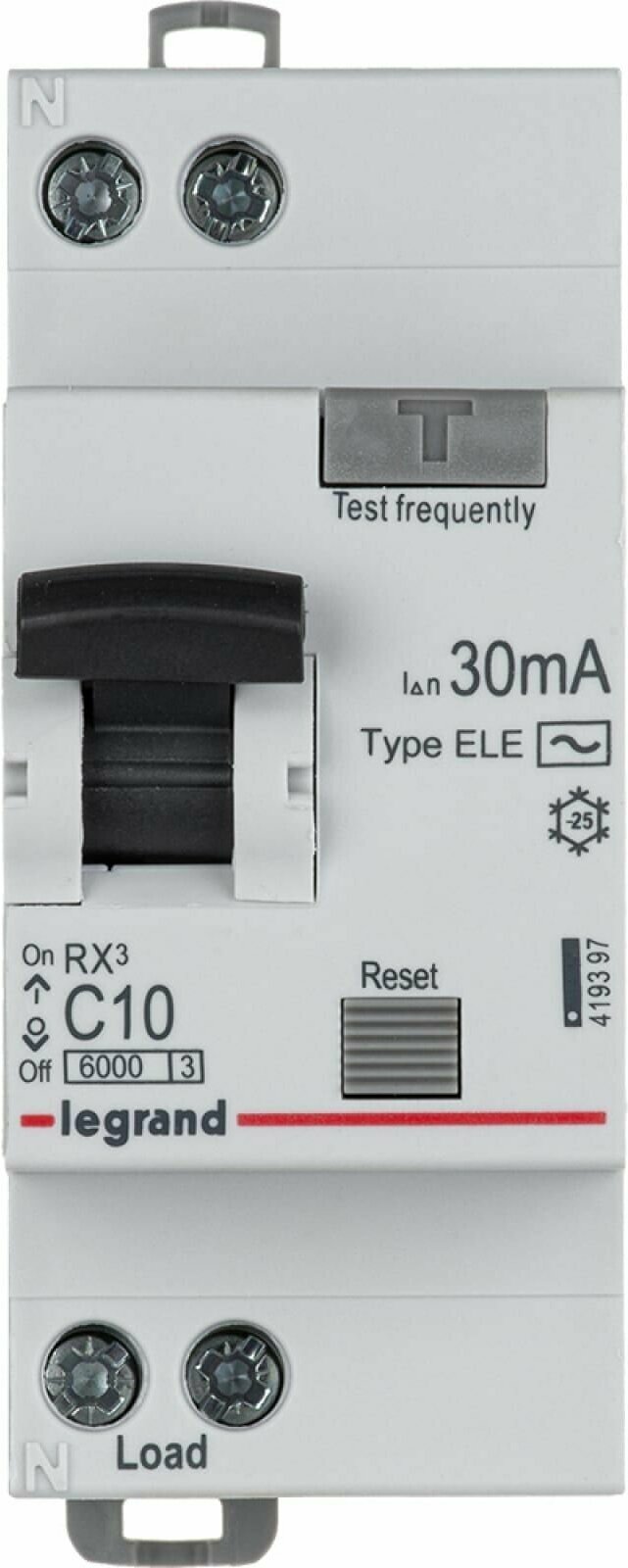 Дифавтомат Legrand RX3, 1P+H, 30mA, 10A, AC, электронный, 419397
