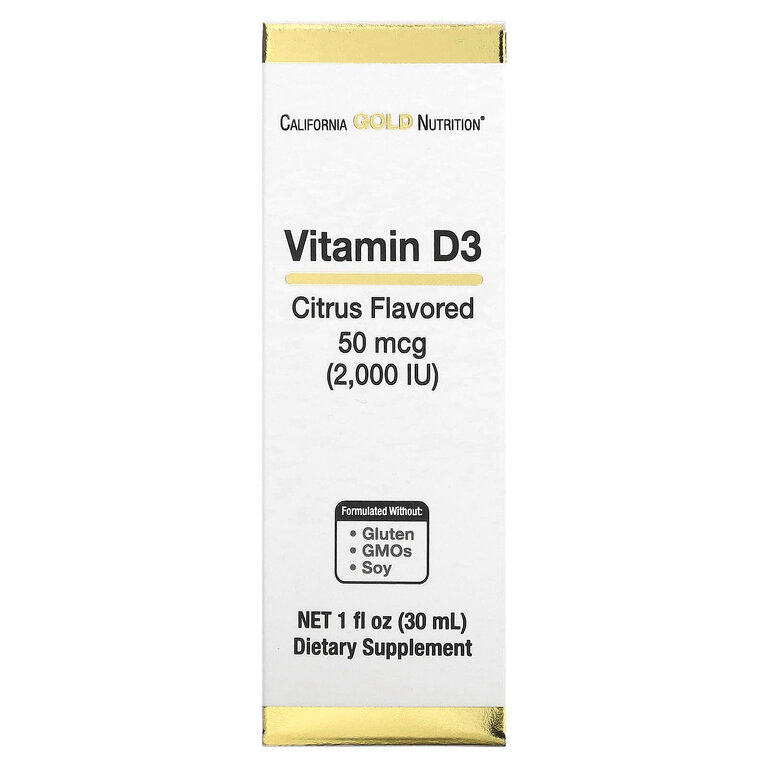 California Gold Nutrition Vitamin D3 2000 IU 30 ml (витамин Д3) citrus
