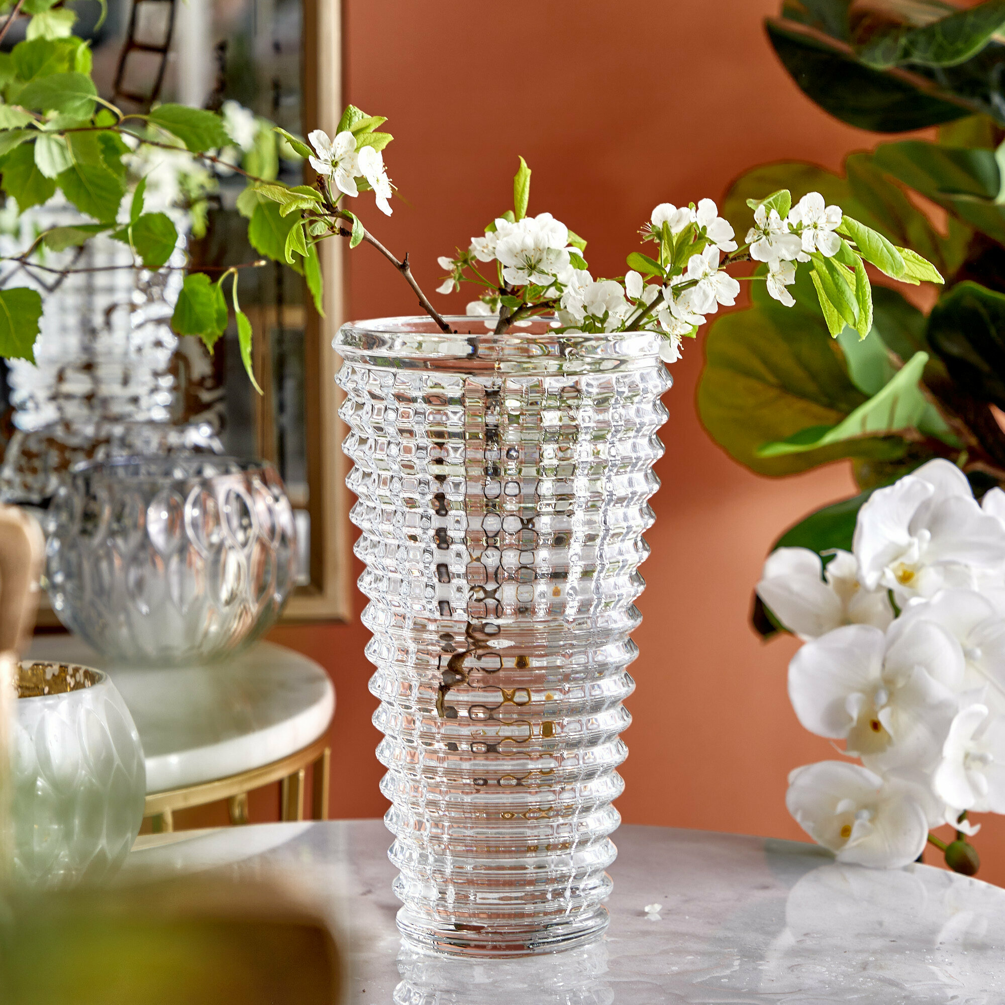 72446 Ваза настольная 15х15х28см, Стекло, прозрачная, Glasar