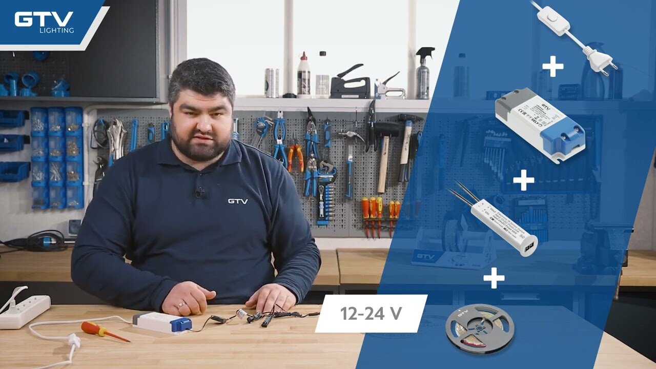 Клипса пластиковая 12В GTV для подсветки стеклянных полок до 10 мм 0,25 Вт LED + провод 2м синий