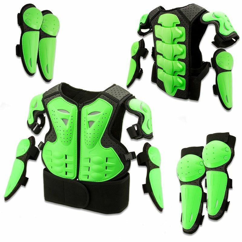 Набор мотозащиты детский 4-14 лет (жилет, налокотники, наколенники)