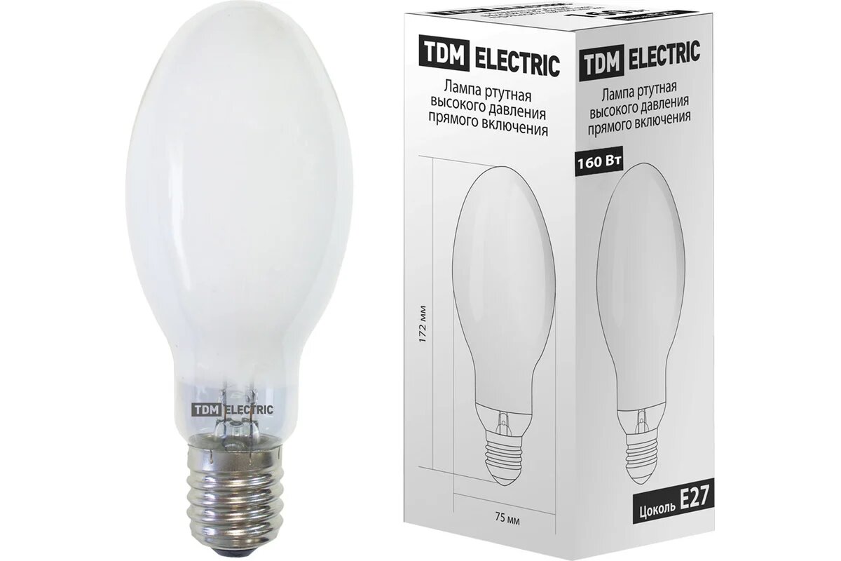 TDM Ртутная лампа высокого давления ДРВ 160 Вт Е27 SQ0325-0019 для осветительных систем