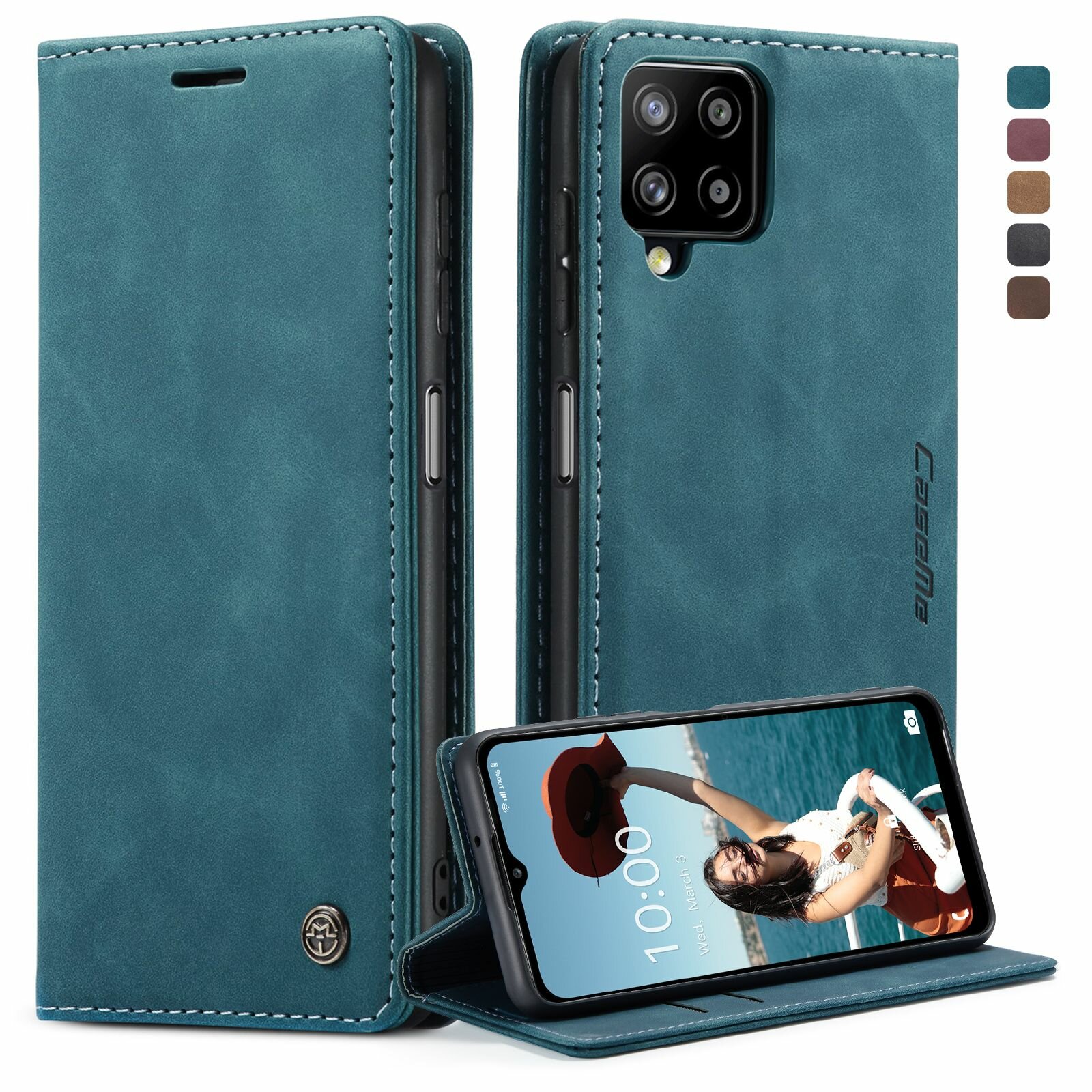 CaseMe Кожаный чехол для Samsung Galaxy A12 5G с визитницей из экокожи