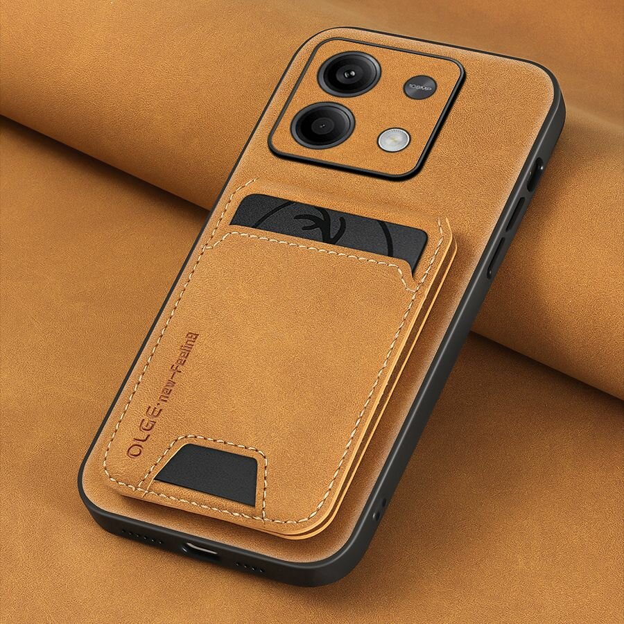 OLGE Кожаный Чехол Для Redmi Note 13 5G (Редми Нот 13 5G) С Картхолдером , Противоударный , Нескользящий И Удобный