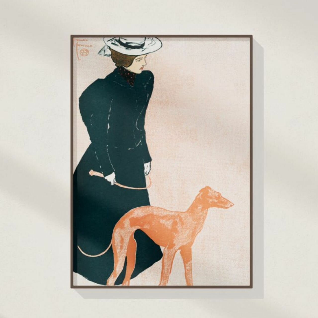 Постер для интерьера без рамки "Женщина с собакой" 29.7х42 см