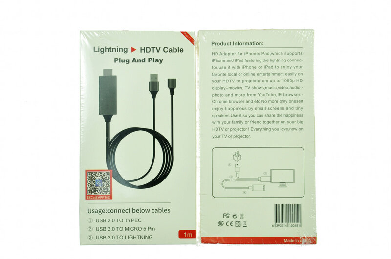 Кабель HDMI для смартфонов универсальный с питанием через USB (1.0 м)