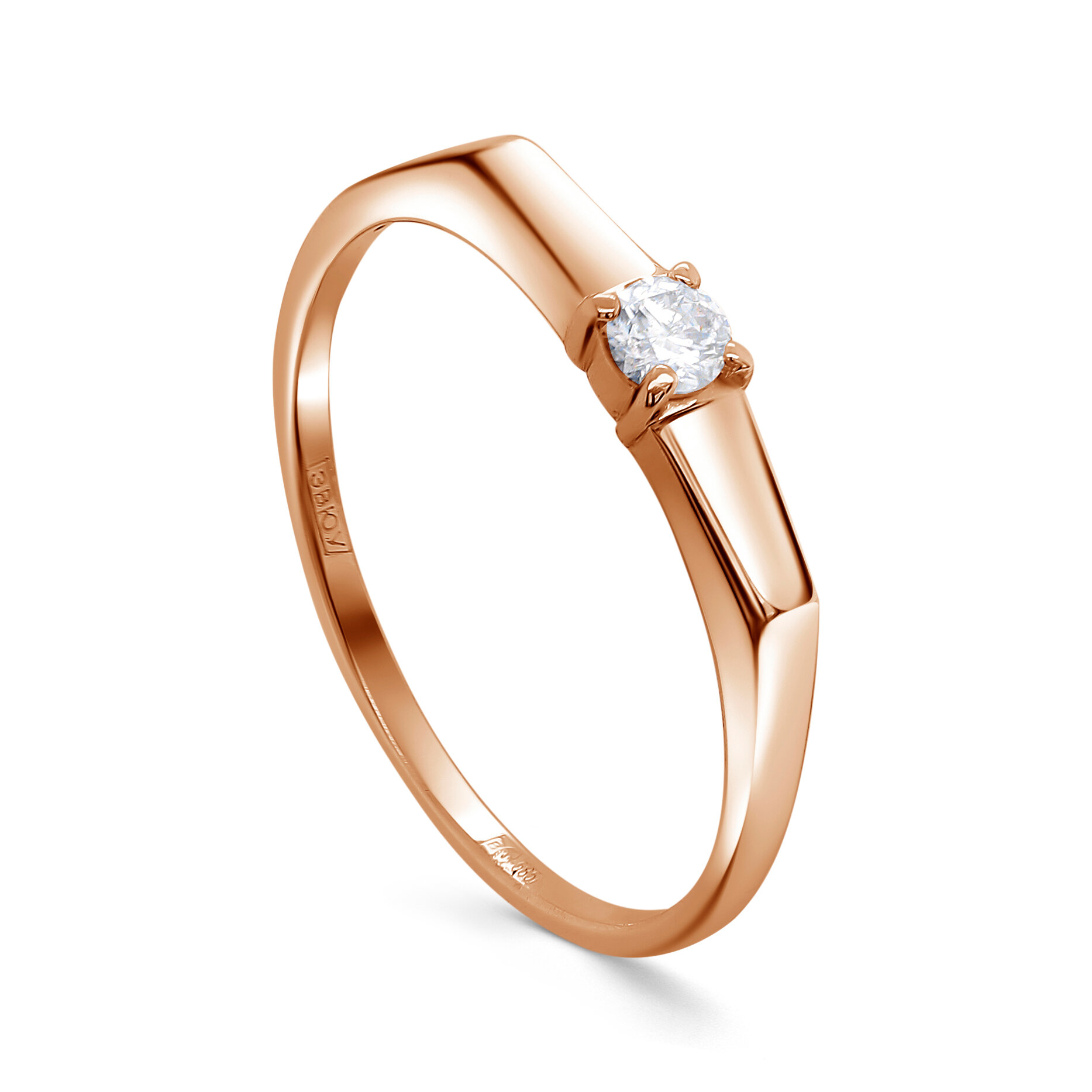 Кольцо, красное золото, 585 проба, бриллиант