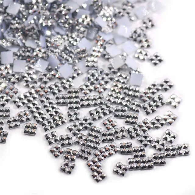 Стразы Hisenlee квадратные 4x4 мм 28 цветов 1000 шт Серебряный, Mine silver