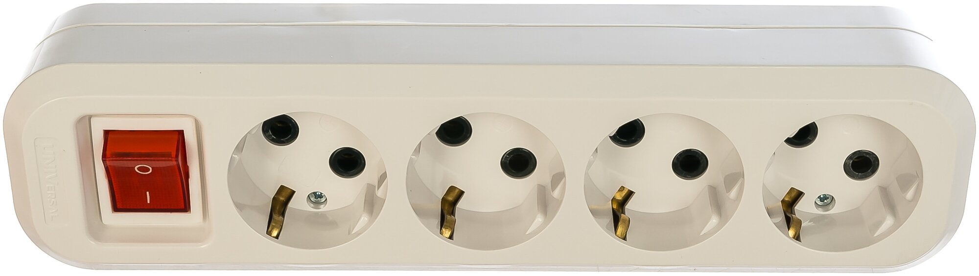 Колодка электрическая UNIVersal S304, белая, 4 гнёзда, выключатель, заземление, 3600Вт