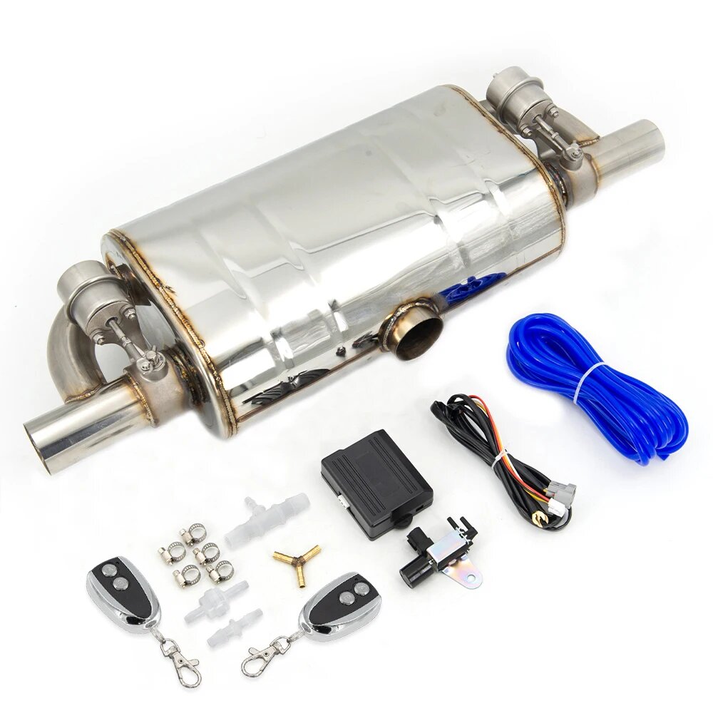 Выхлопной электрический регулируемый клапан автомобиля, глушители, кнопка дистанционного управления, Т-образная форма из нержавеющей стали, один в два выхода 76MM with remote