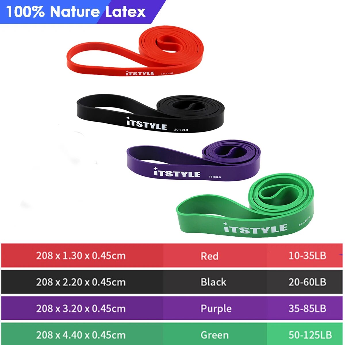 Латексные эспандеры ITSTYLE для кроссфита 4 штуки 4pcs