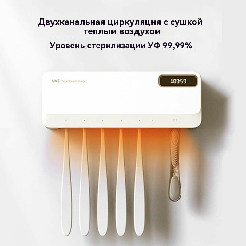 Умный УФ стерилизатор футляр чехол держатель для зубной щетки и бритвы Xiaomi белое / Держатель для зубных щеток
