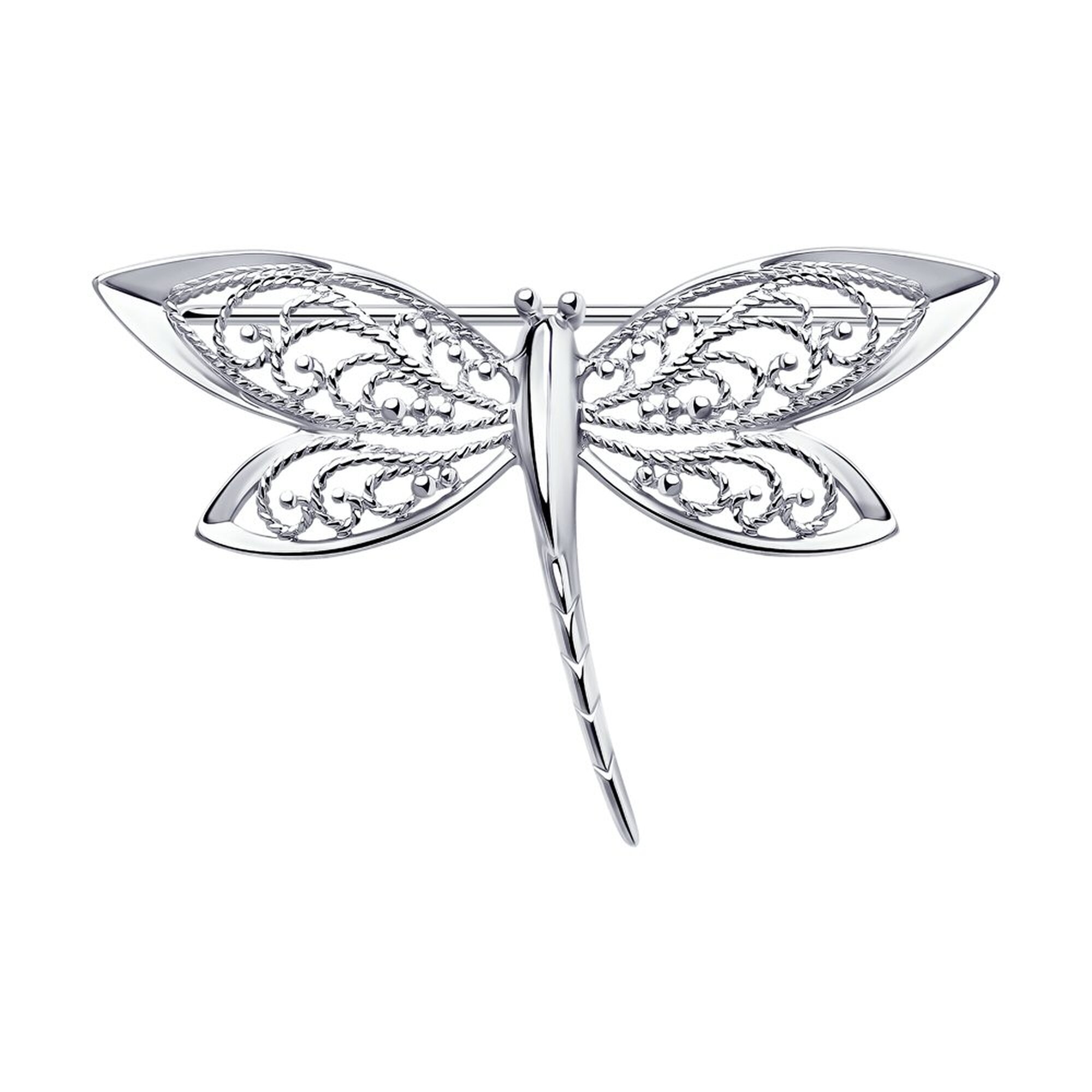 Брошь, серебро, 925 проба, родирование