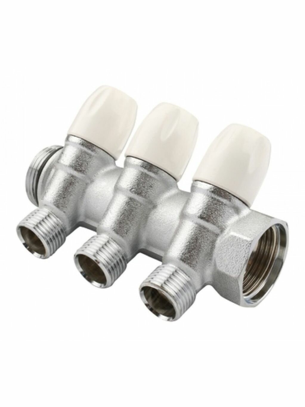 Коллектор с вентилями Tiemme 1"х1/2" 3 выхода, хром 1860021