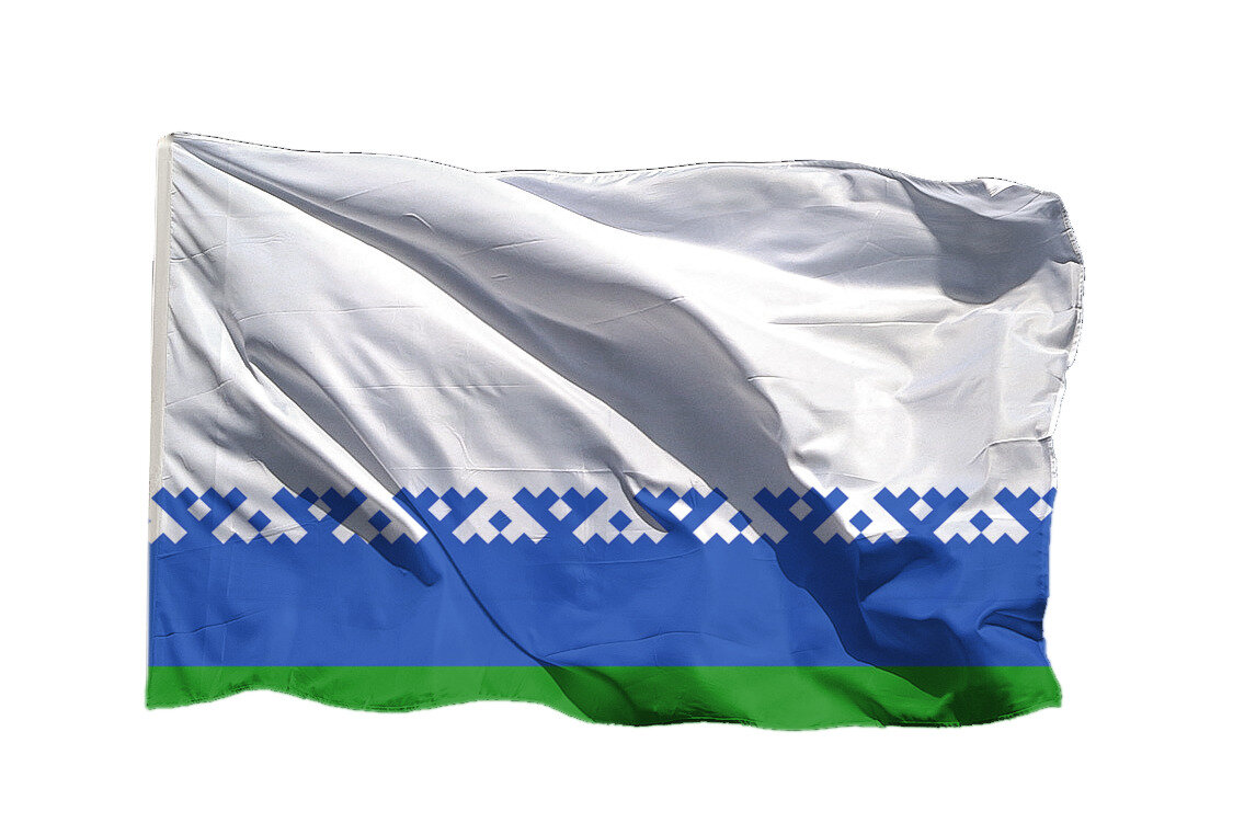 Флаг Ненецкого автономного округа на шёлке, 70х105 см - для ручного древка