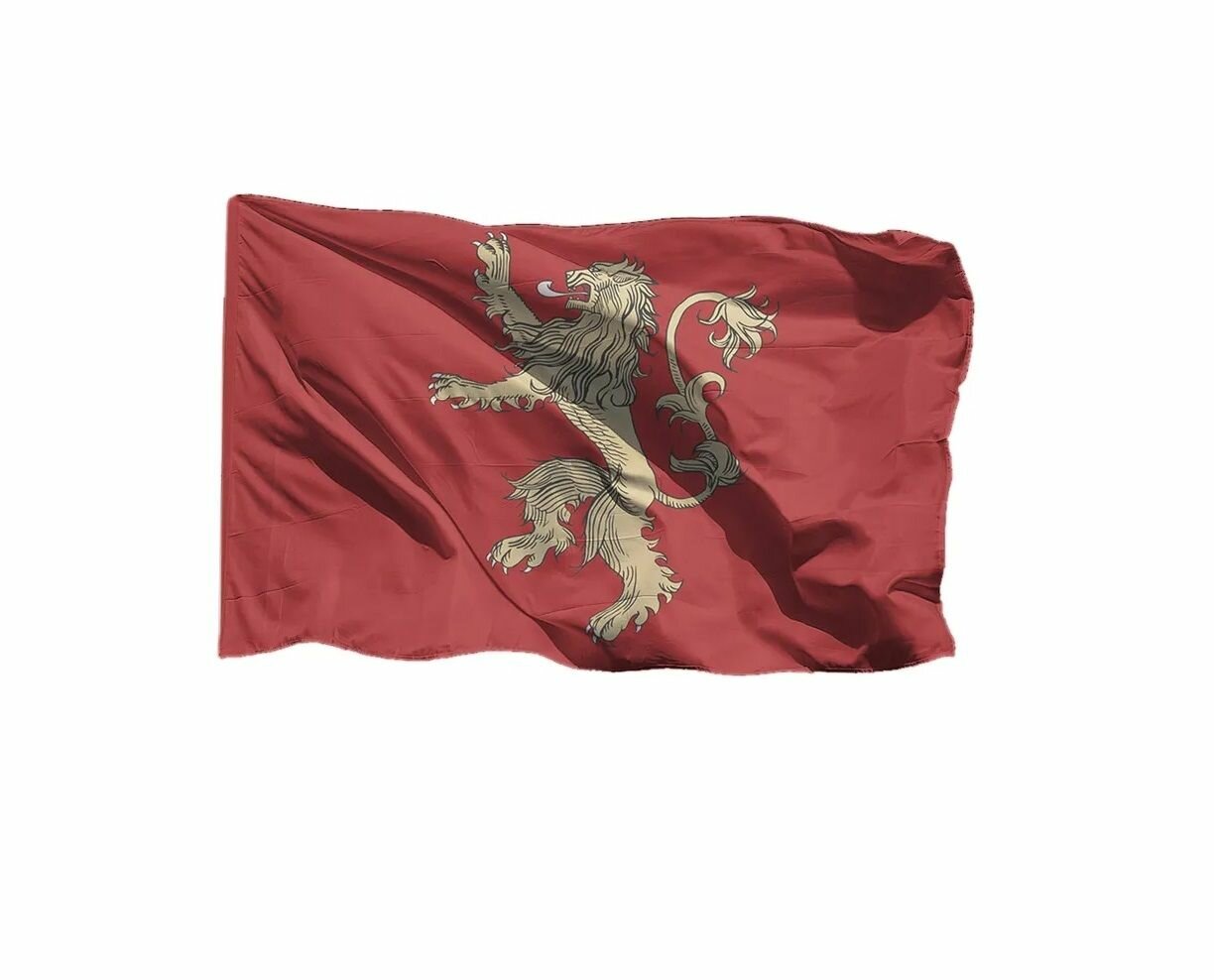 Флаг знамя Ланнистеров из Игры престолов Game of Thrones House Lannister на шёлке, 70х105 см для ручного древка