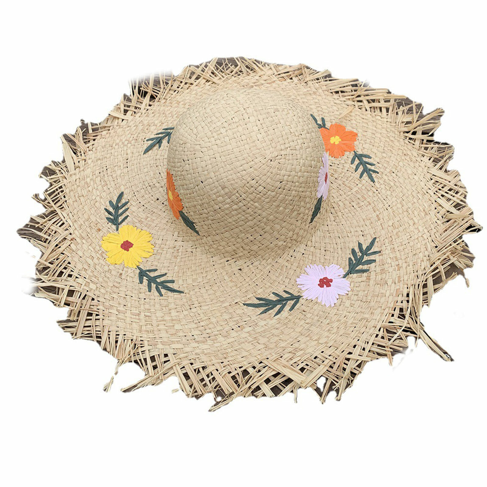 Летняя соломенная шляпа с козырьком и вышитыми цветами, шляпа с козырьком с большими полями, солнцезащитная шляпа от солнца для защиты семьи, сборов